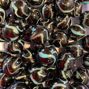 Set of 5 Samurai Mega Marble Glass Shooter Marbles, 7/8” 22mm, Black ...