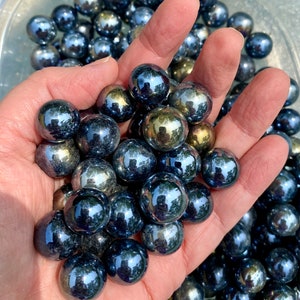 Iridescent Black Marbles 10 15 or 20 Champion 5/8 - Etsy