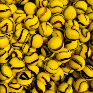 Set of 5 Bumblebee Mega Marble Glass Marbles, 5/8 Yellow With Black ...