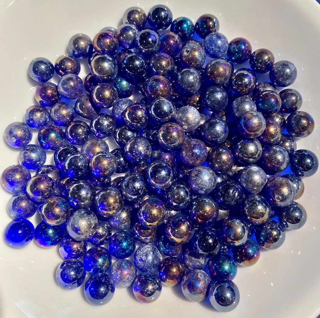 Cobalt Blue Iridescent Clear Marbles 10 15 or 25 Champion - Etsy
