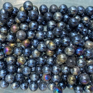 Iridescent Black Marbles 10 15 or 20 Champion 5/8 - Etsy
