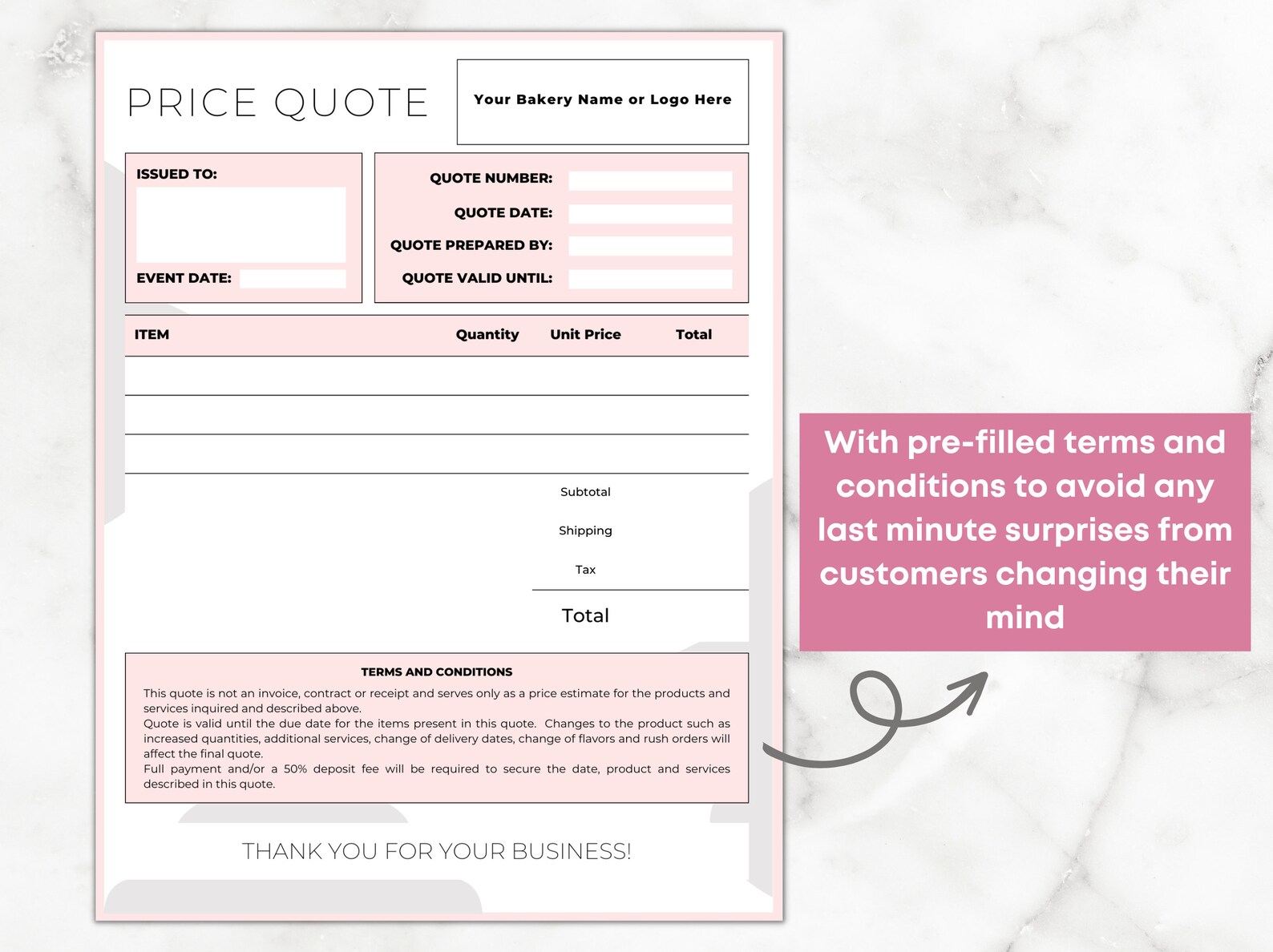Bakery Business Forms Template Bundle, Bakery Editable Invoice Canva ...