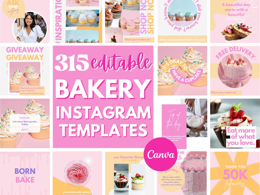 Bakery Instagram Post Templates, Editable Bakery Social Media Posts ...