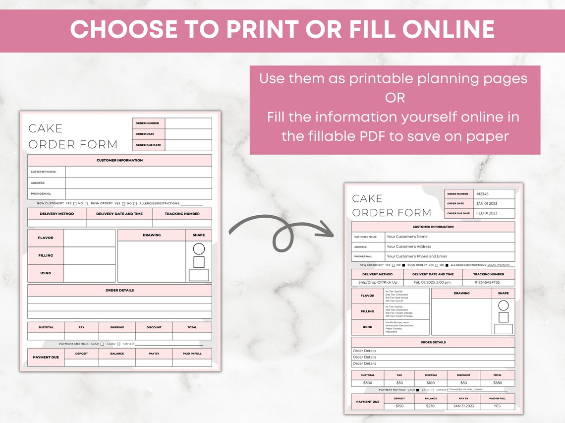 Bakery Business Forms Template Bundle, Bakery Editable Invoice Canva ...