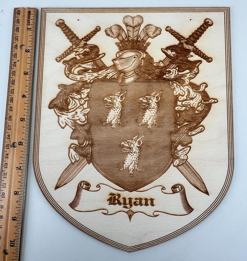 Ryan Family Crest - Coat of Arms - Heraldry Shield - Etsy