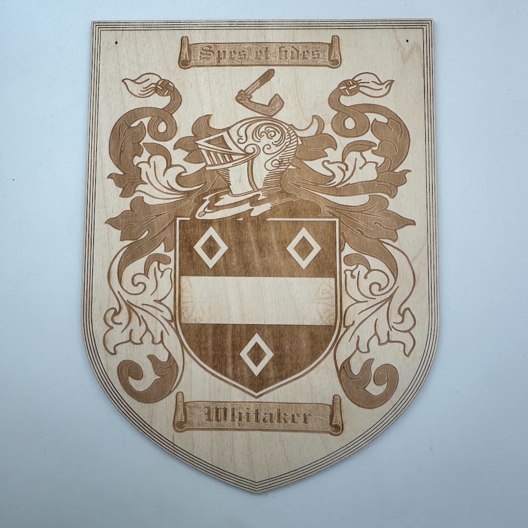 Whitaker Family Crest - Heraldry Shield - Coat of Arms - Etsy