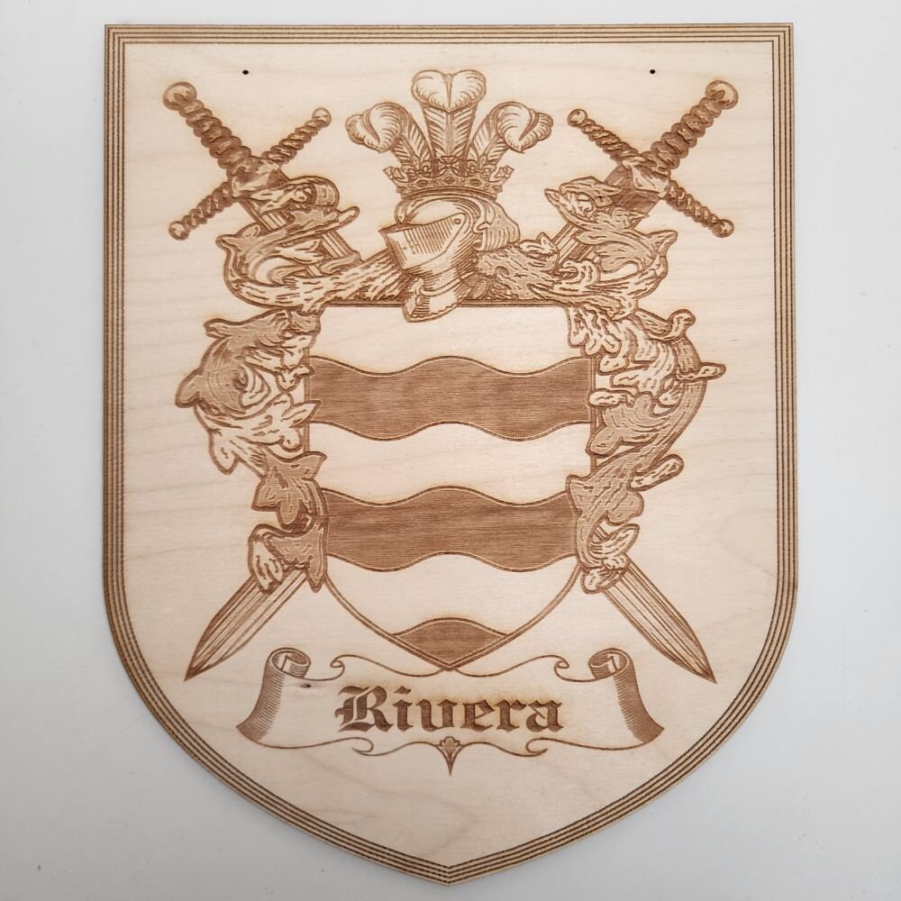 Pair of Rivera Family Crest Coat of Arms - Etsy