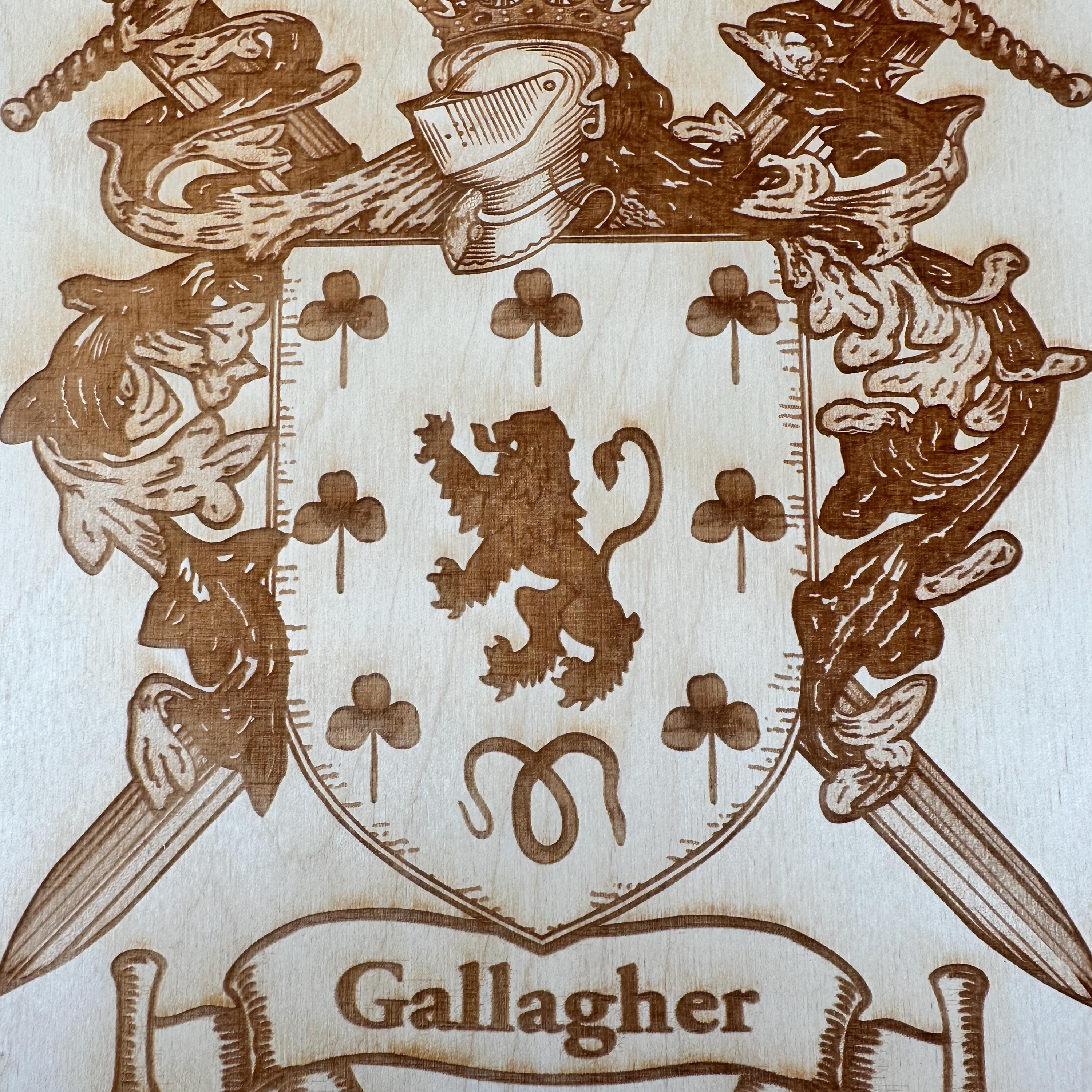 Gallagher Family Crest - Heraldry Shield - Coat of Arms - Etsy