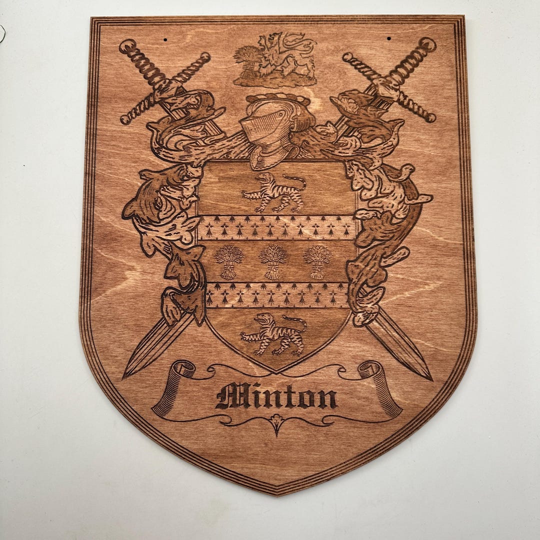 Minton Family Crest Coat of Arms Heraldry Shield - Etsy