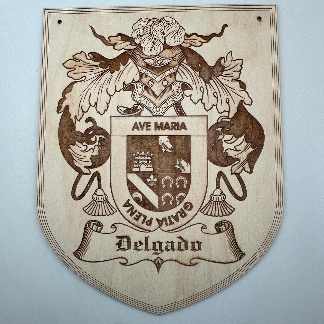 Delgado Family Crest - Heraldry Shield - Coat of Arms - Etsy