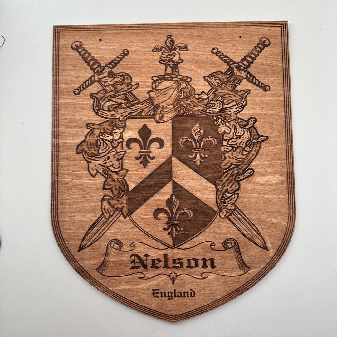 Stained Nelson Family Crest Coat of Arms Heraldry Shield - Etsy