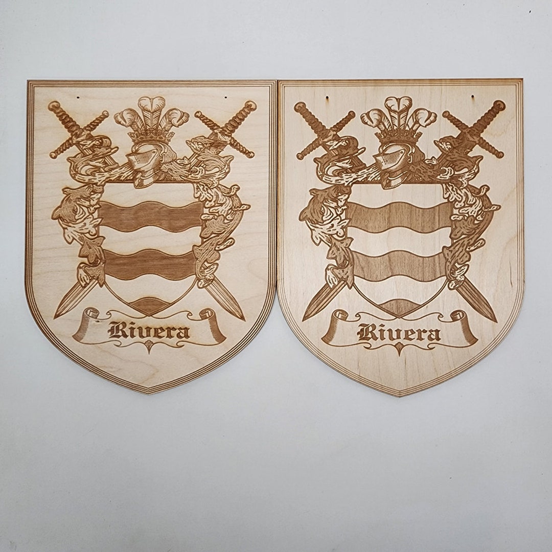 Pair of Rivera Family Crest - Coat of Arms - Etsy