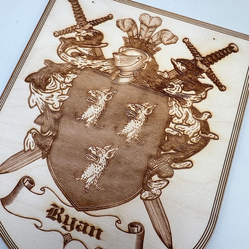 Ryan Family Crest - Coat of Arms - Heraldry Shield - Etsy