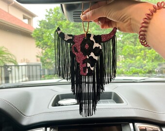 Pink Cow Print Bull Skull Freshie - Etsy