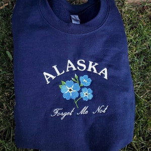 Alaska Forget Me Not Embroidered Unisex Sweatshirt, Vintage Inspired ...
