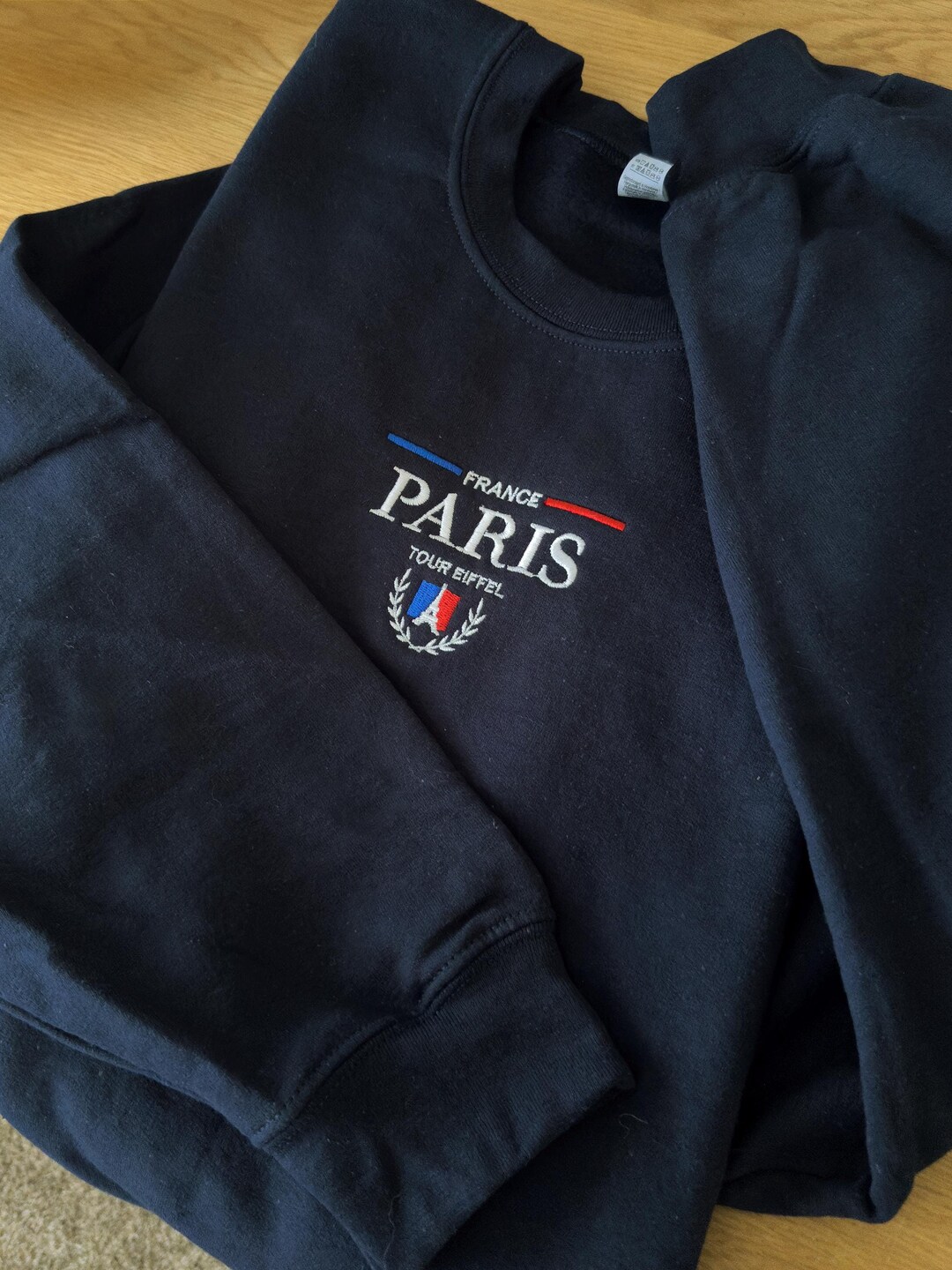Paris Eiffel Tower Embroidered Sweatshirt, French Flag Crewneck, Tour ...