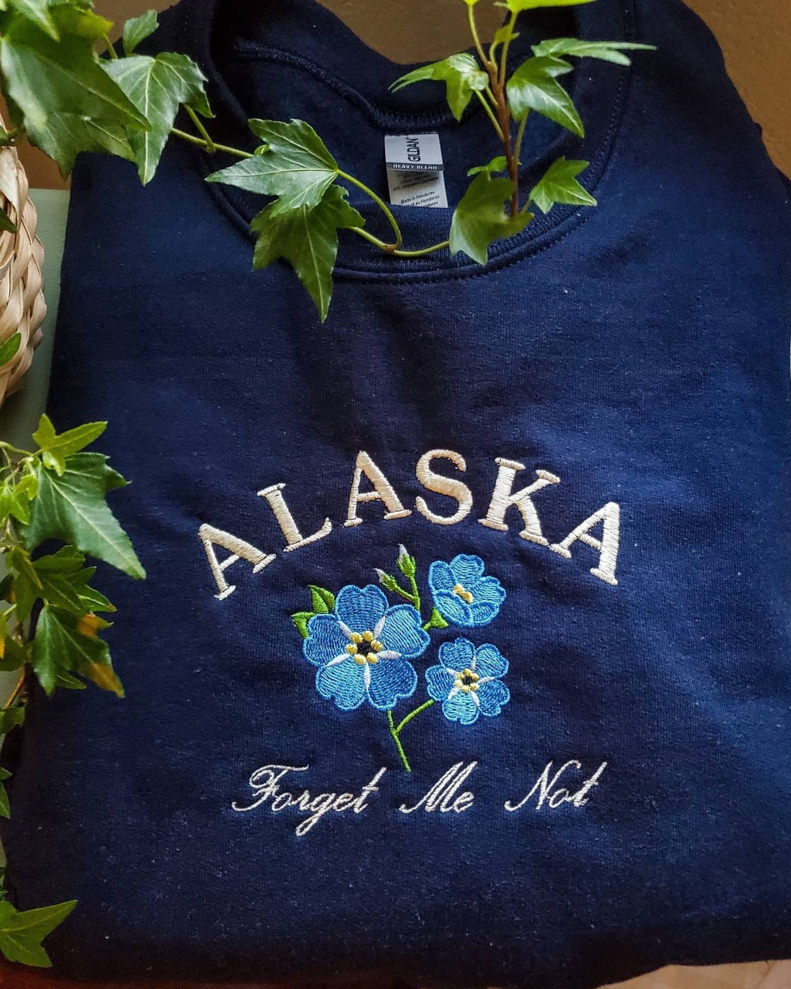 Alaska Forget Me Not Embroidered Unisex Sweatshirt, Vintage Inspired ...