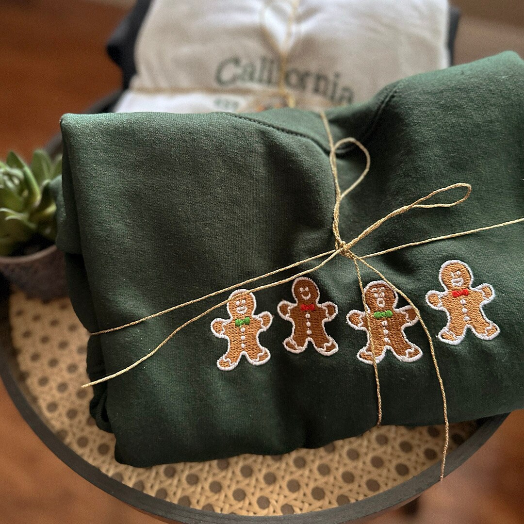 Christmas Gingerbread Man Embroidered Unisex Crewneck Sweatshirt ...