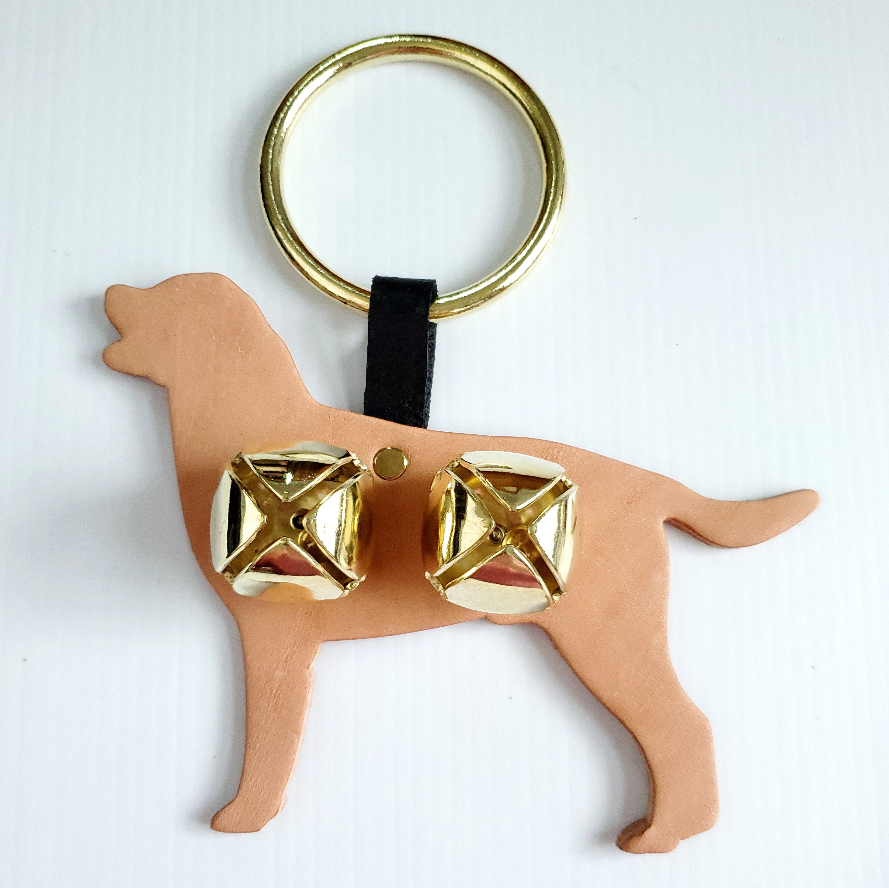 Tan Labrador Retriever Dog Leather Bell Door Hanger With Brass Plated ...
