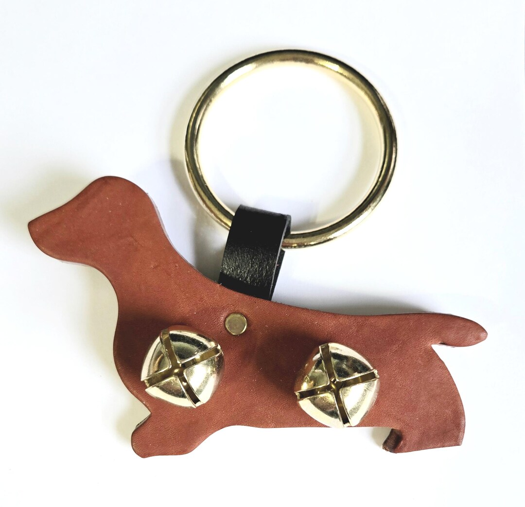 Brown Weiner/dachshund Dog Leather Bell Door Hanger With Brass Plated ...