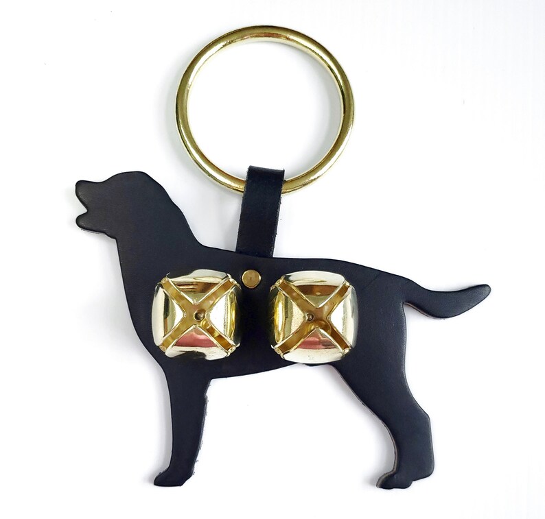 Black Labrador Retriever Dog Leather Bell Door Hanger With Brass Plated ...
