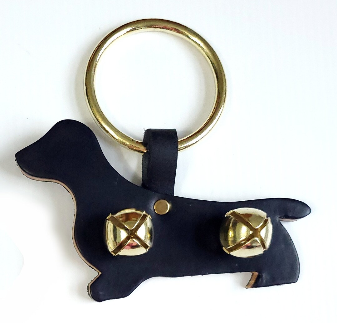 Black Weiner/dachshund Dog Leather Bell Door Hanger With Brass Plated ...