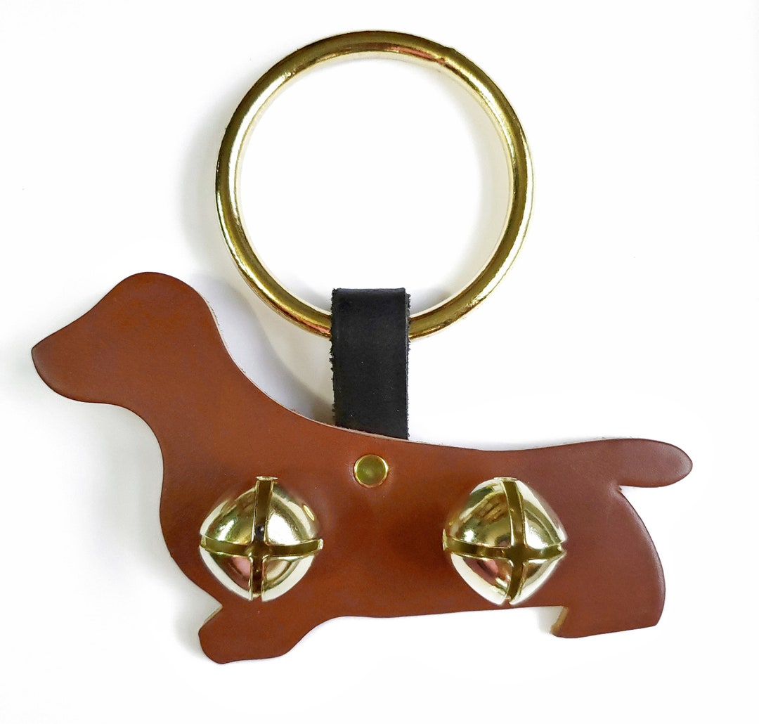 Brown Weiner/dachshund Dog Leather Bell Door Hanger With Brass Plated ...