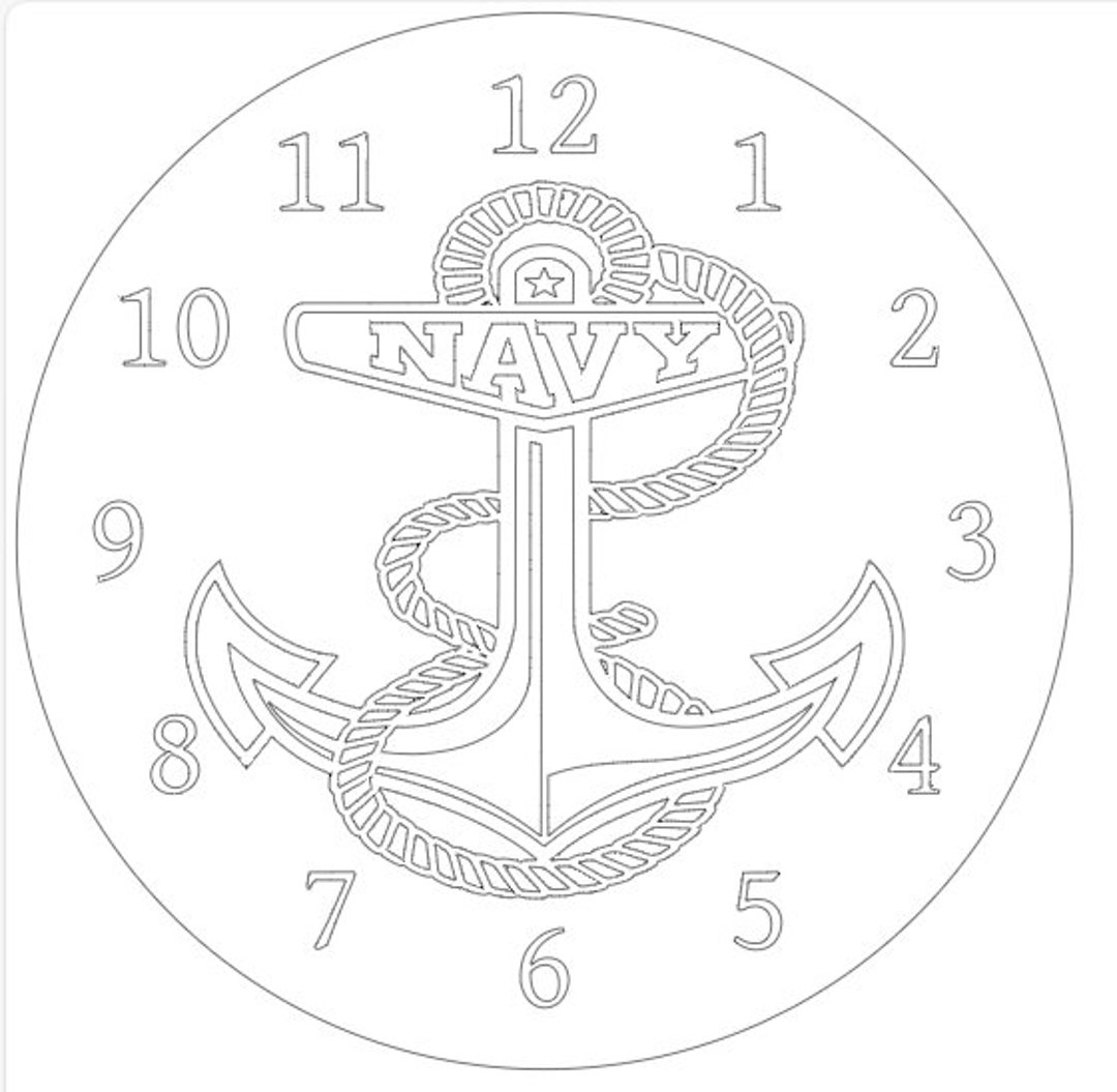 Navy Anchor Clock Svg ,dxf File - Etsy