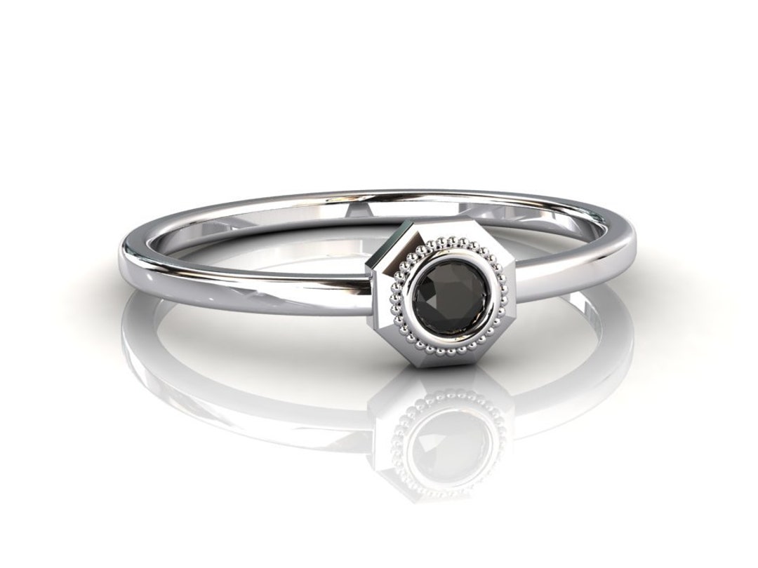 Black Diamond Stacking Ring | Natural Black Diamond | Delicate Ring ...