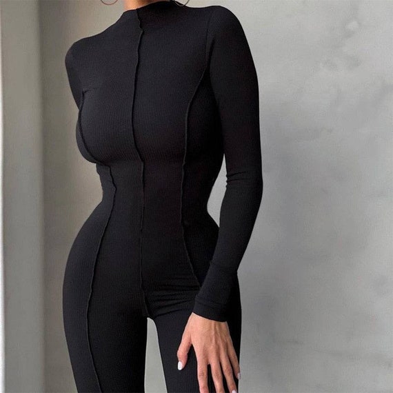 Cat Woman Sexy Black One Piece Bodycon Jumpsuit Etsy