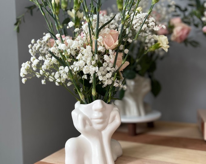Face Vase Lady Head Vase Modern Vase Minimalist Pot Unique Home Decor ...