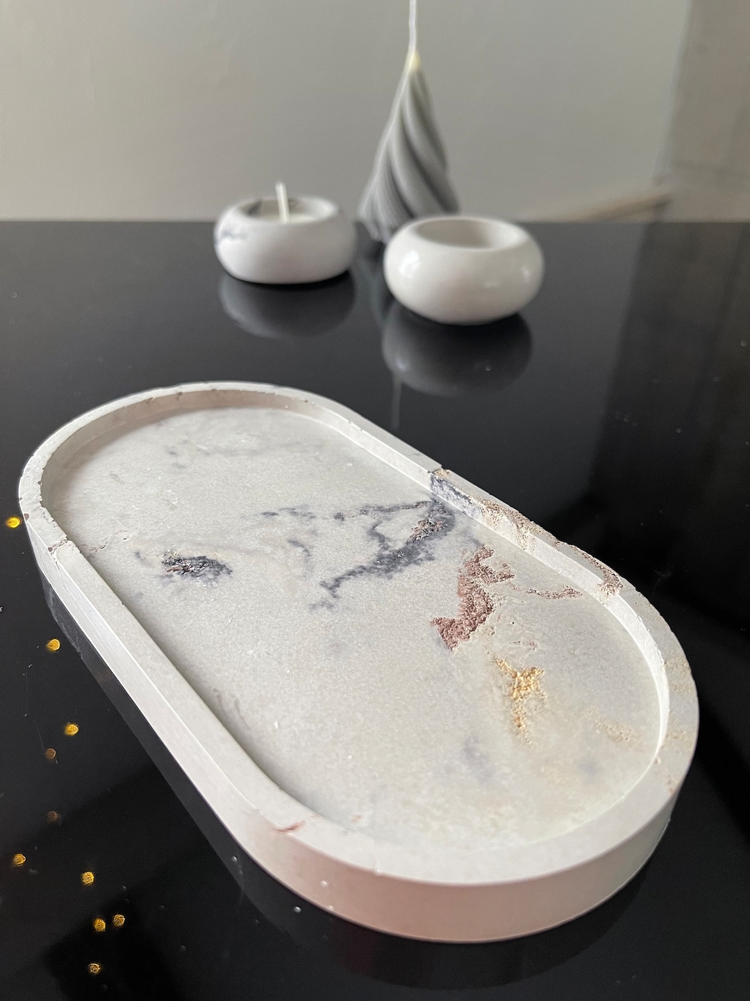 Cement Tray, Trinket Tray, Oval Dish, Jewelry Dish, Candle Holder ...