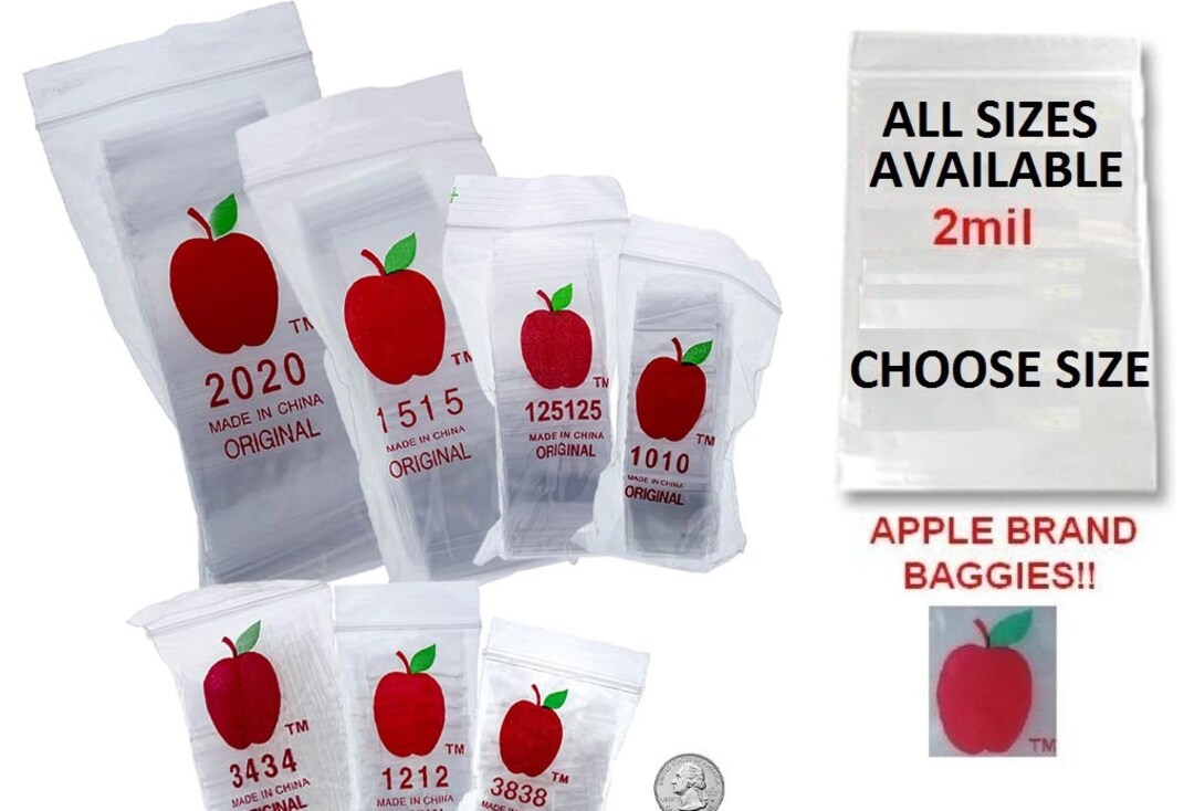 10000 Pack Apple Brand CLEAR 2mil BAGS 10,000 Baggies Resealable ...