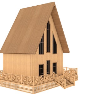 Log Cabin House Stl File Building Stl File / Printab House Stl File for ...