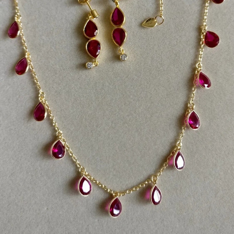 Red Ruby Necklace - Etsy