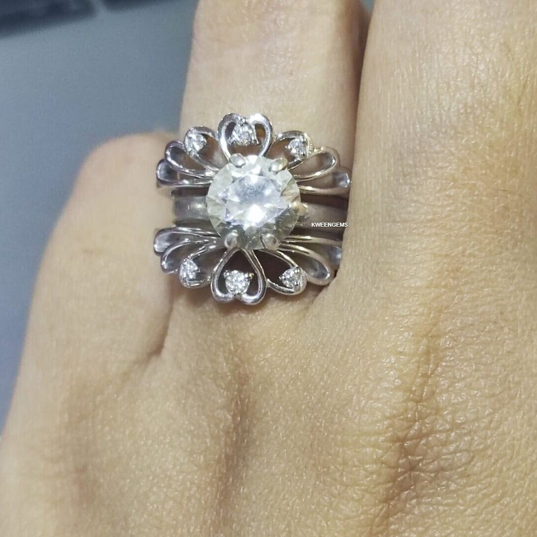Filigree Diamond Crown Ring Enhancer, 14K Gold Wedding Band - Etsy