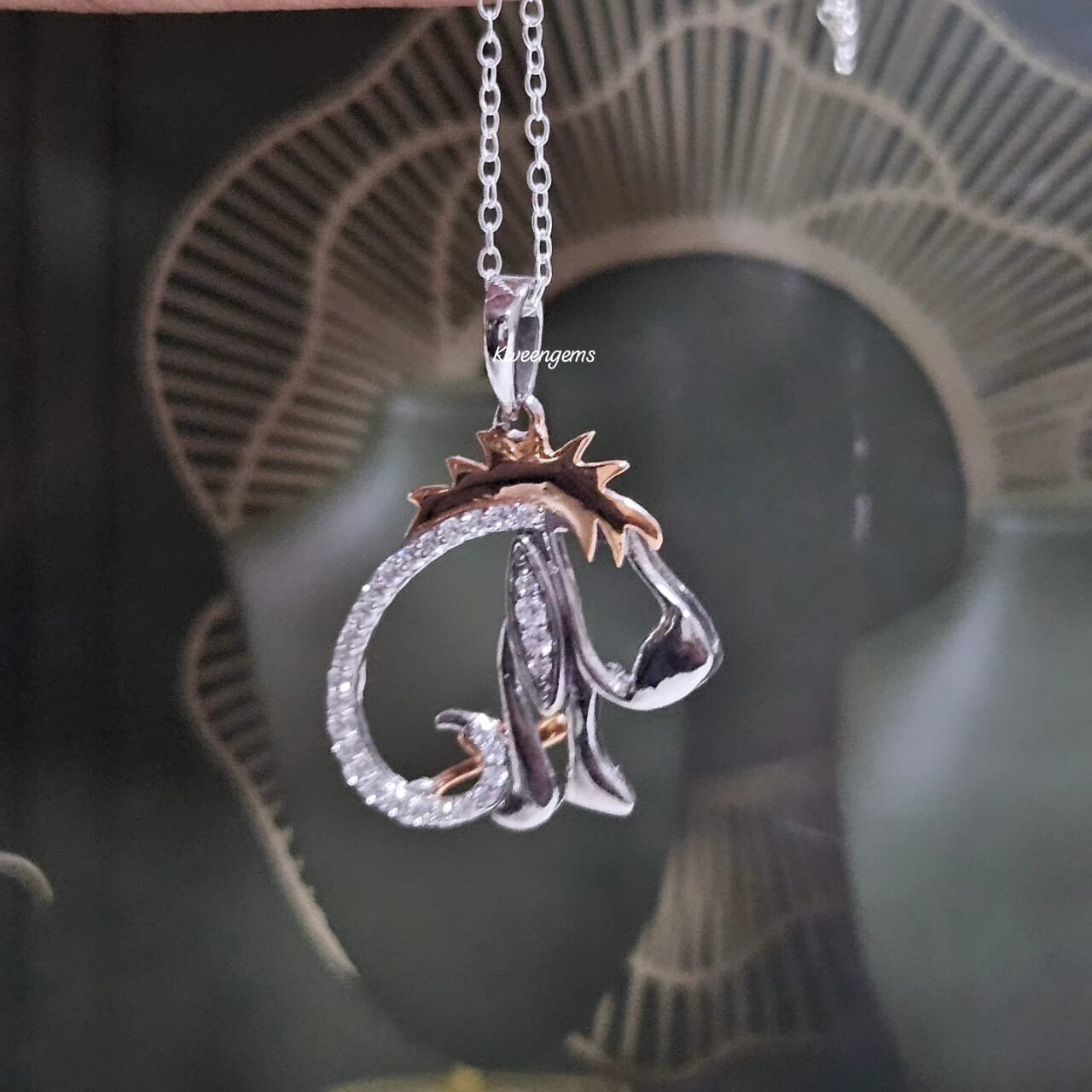 Eeyore Diamond Pendant, 14K White Gold, Winnie the Pooh Necklace - Etsy