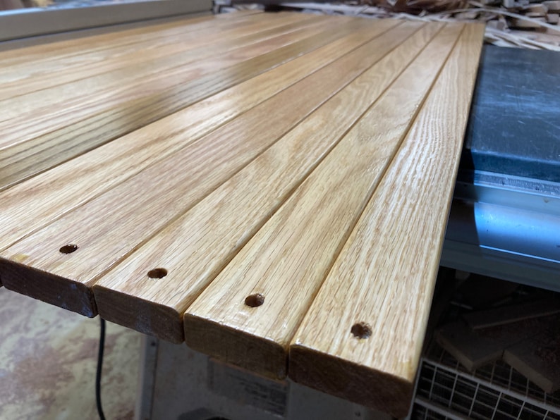 5 Pcs Red Oak Slats, 3/4” X 2-1/2” X 48”, Rounded Edges, W/ 5/16”D ...
