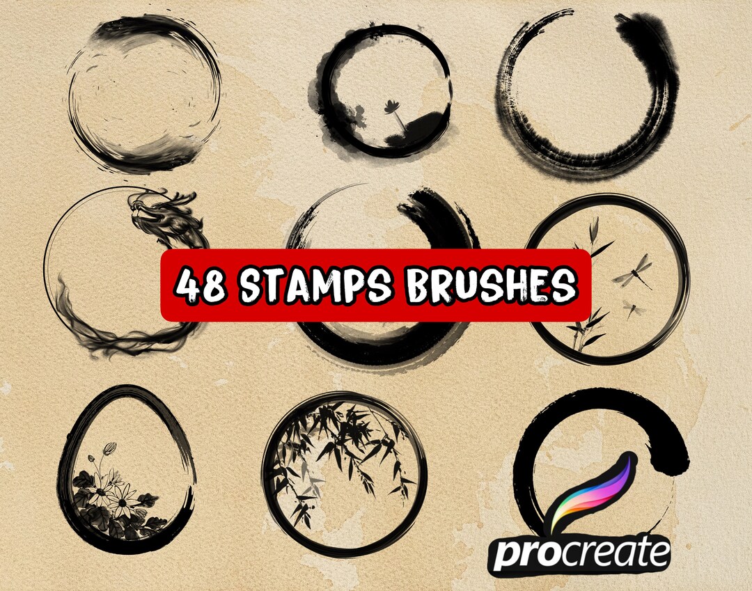 Procreate Brushes Stamps Circle Ink , Chinese Ink , Japan Style ...