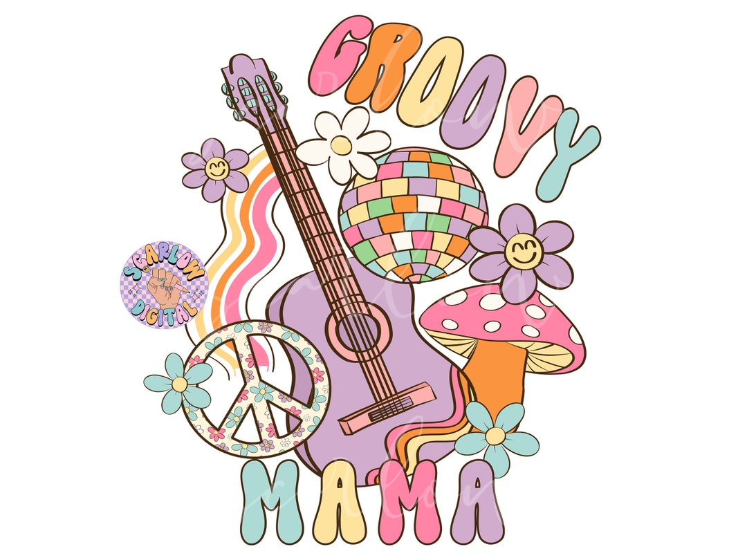 Groovy Mama PNG Sublimation Digital Design Download-hippie Mama Png, Retro Mama Png, Guitar Png ...