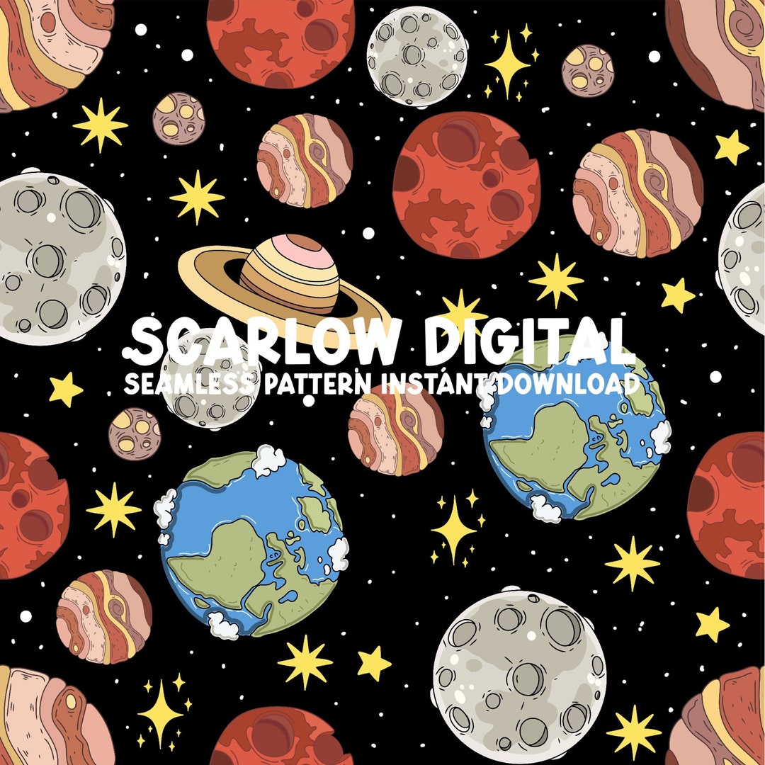 Outer Space Seamless Pattern, Planets Seamless File, Seamless Patterns ...