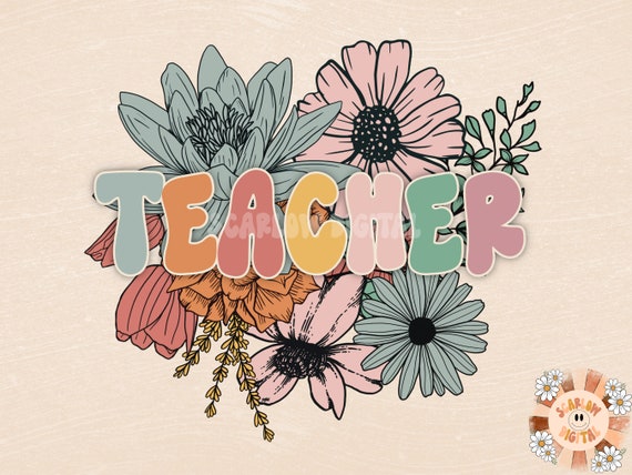 Floral Teacher Png-sublimation Design Download-education Png - Etsy