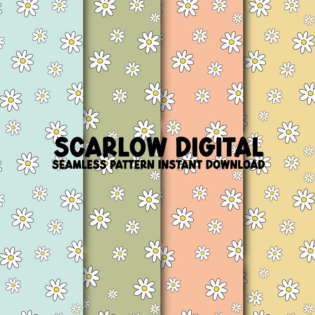 Pastel Boho Daisy Seamless Digital Paper Sublimation Design Download ...