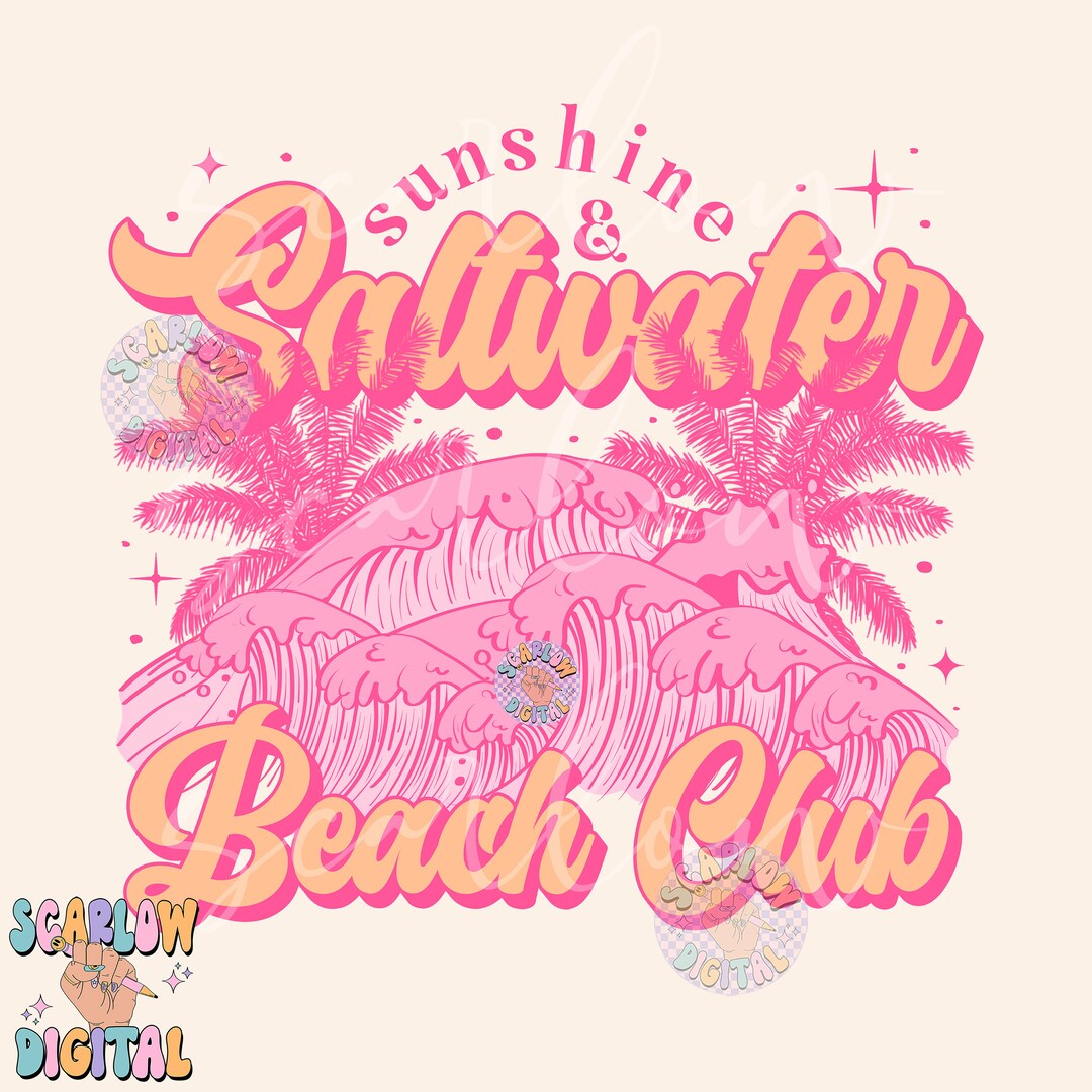 Sunshine and Saltwater Beach Club PNG Digital Design Download, Summer ...