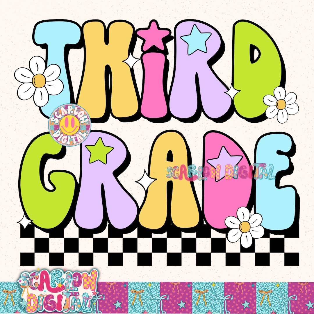 Third Grade PNG Digital Design, Back to School Png, Girl Bts Png, Retro ...