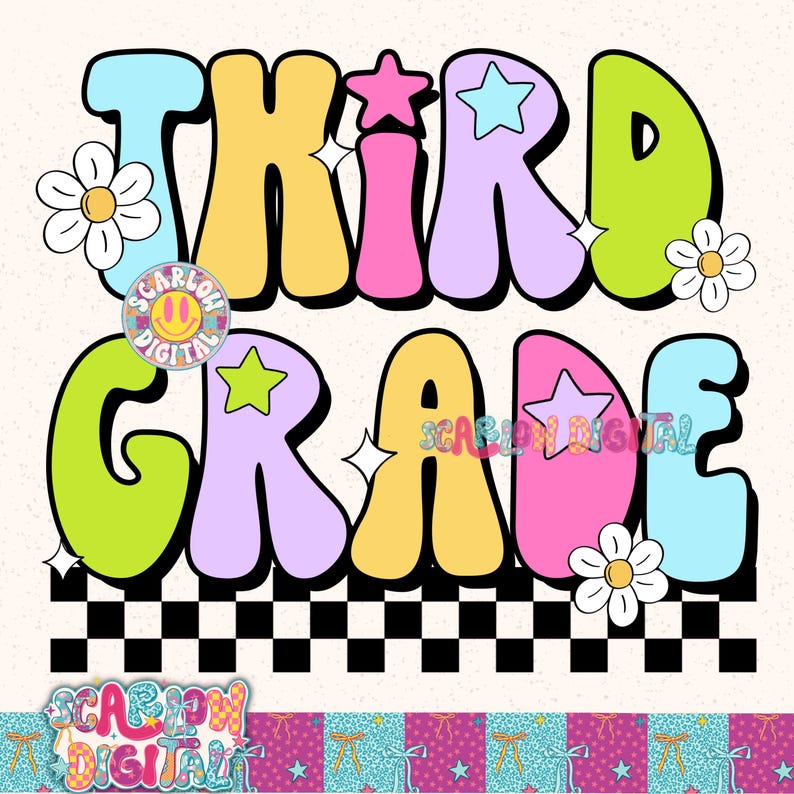 Third Grade PNG Digital Design, Back to School Png, Girl Bts Png, Retro ...