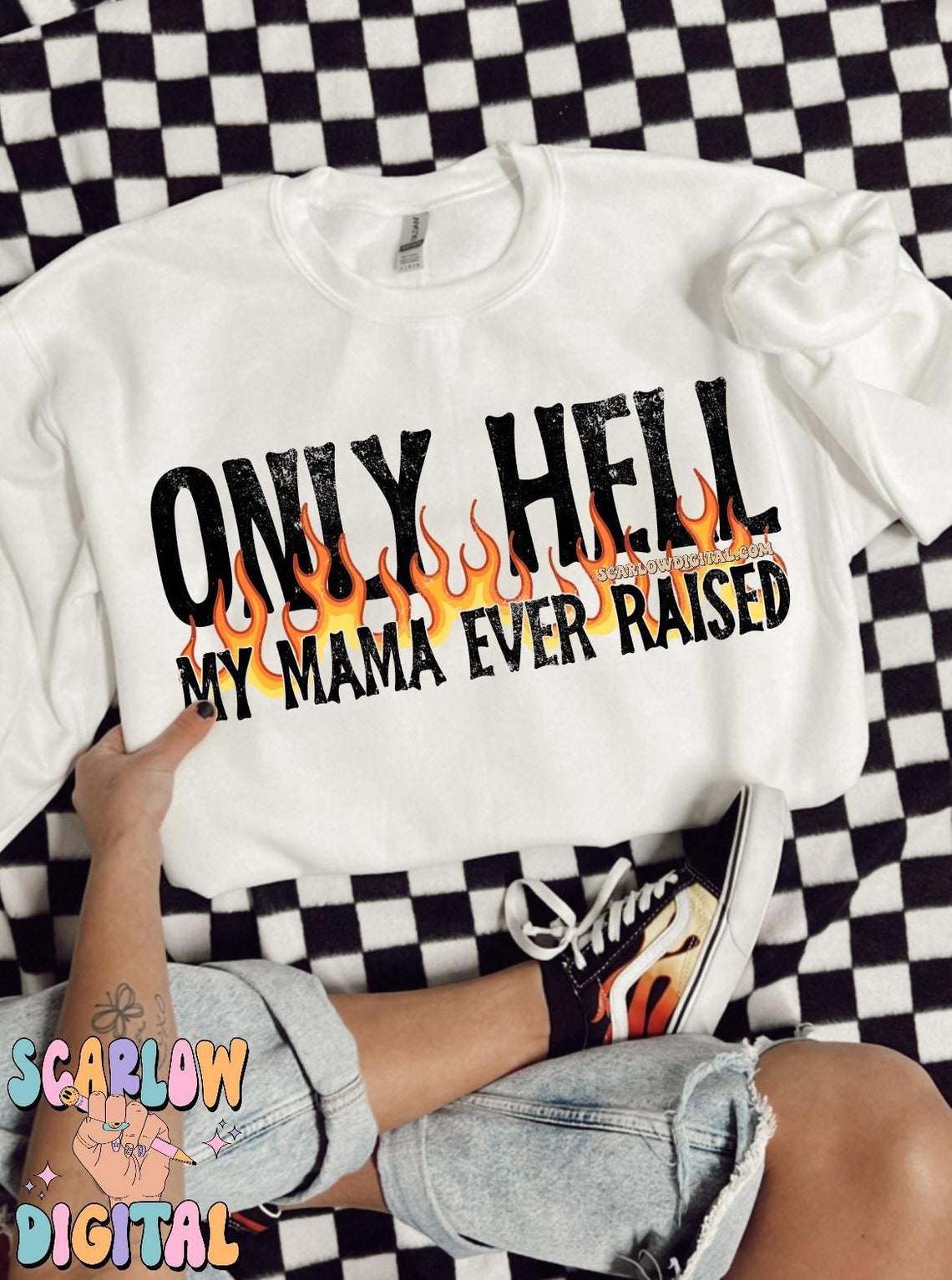 Only Hell My Mama Ever Raised PNG Digital Design Download, Flames Png ...