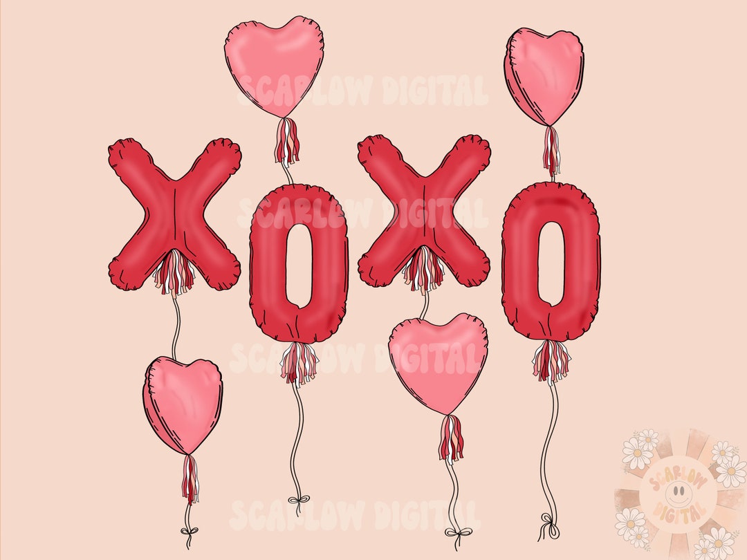 Xoxo Balloons Png-valentine's Day Sublimation Digital Design Download ...