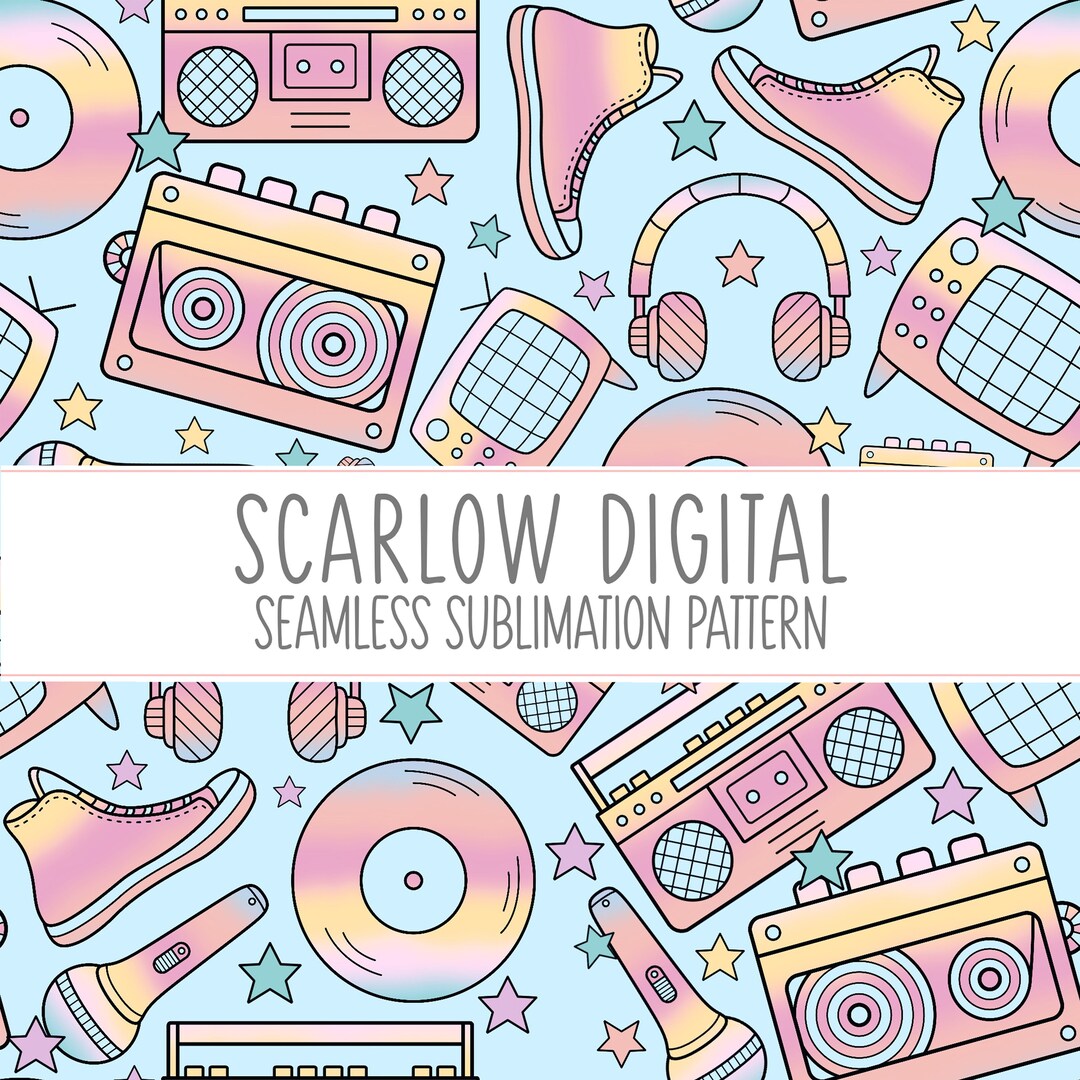 Seamless Retro Pattern-sublimation Design Download-80s - Etsy