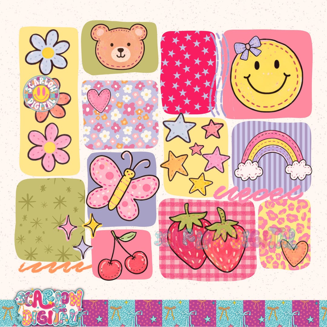 Colorful Fun Kids Doodle Boxes PNG Digital Design No Words - Etsy